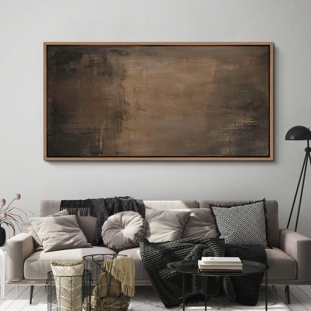 Large Warm Brown Textured Abstract Print, Framed Canvas Minimalist ...