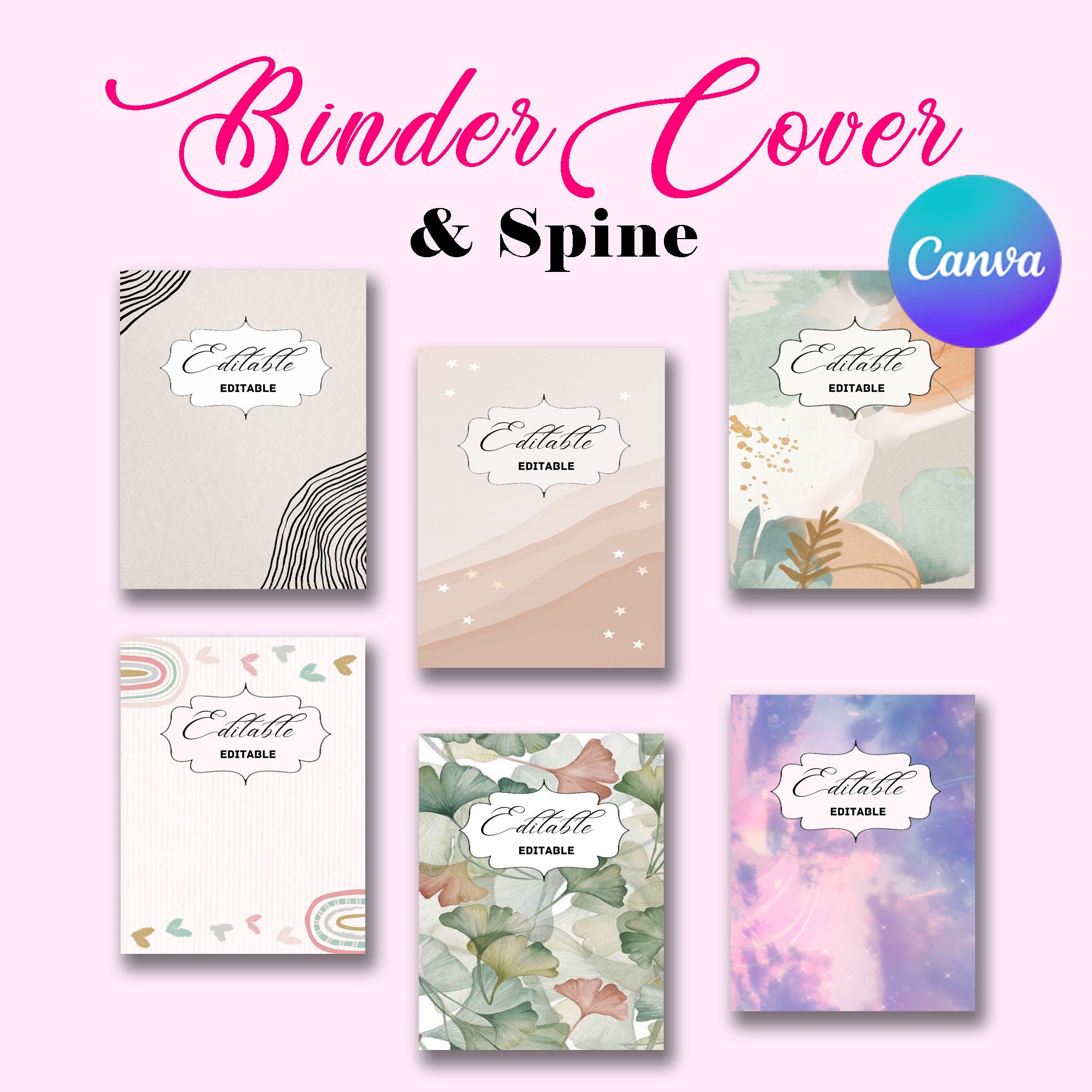 Editable Binder Cover Template, Spine, Minimal, Abstract, Simple ...