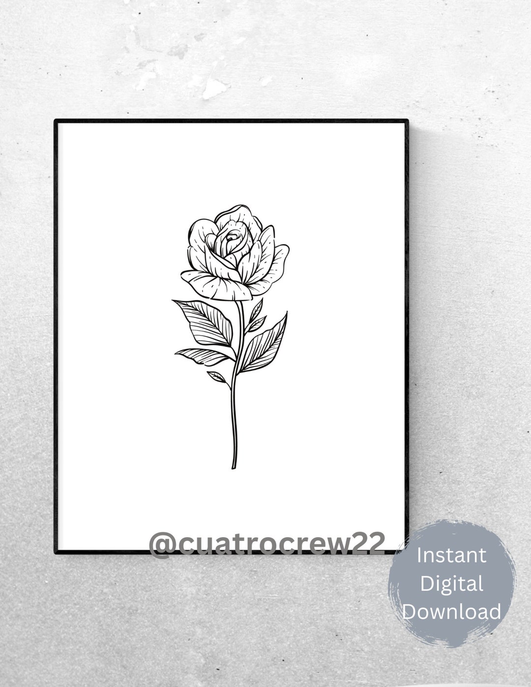 Rose Line Drawing Printable Minimalist Art Wall Decor - Etsy