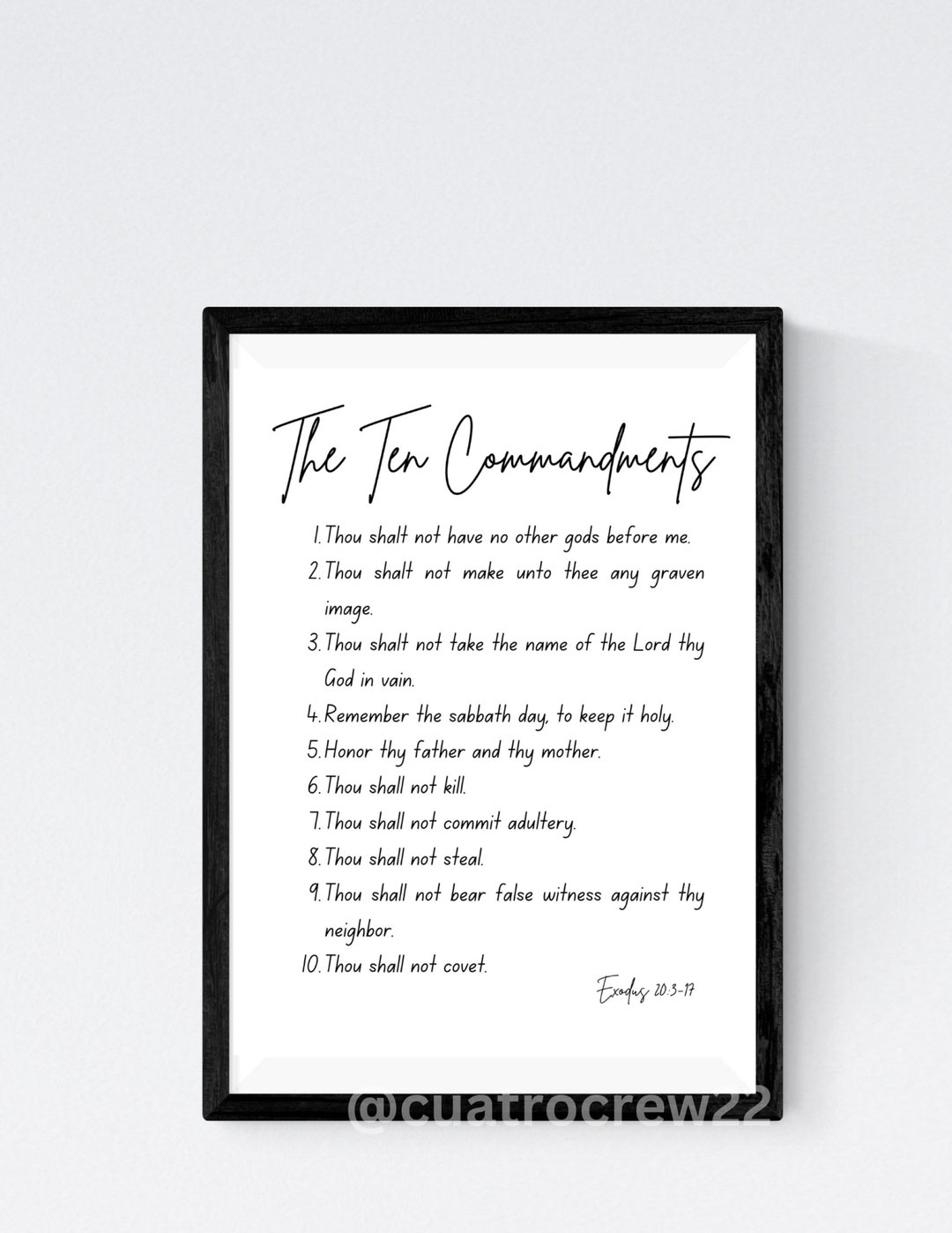 The 10 Commandments Wall Art, Exodus 20, Christian Bible Verse ...