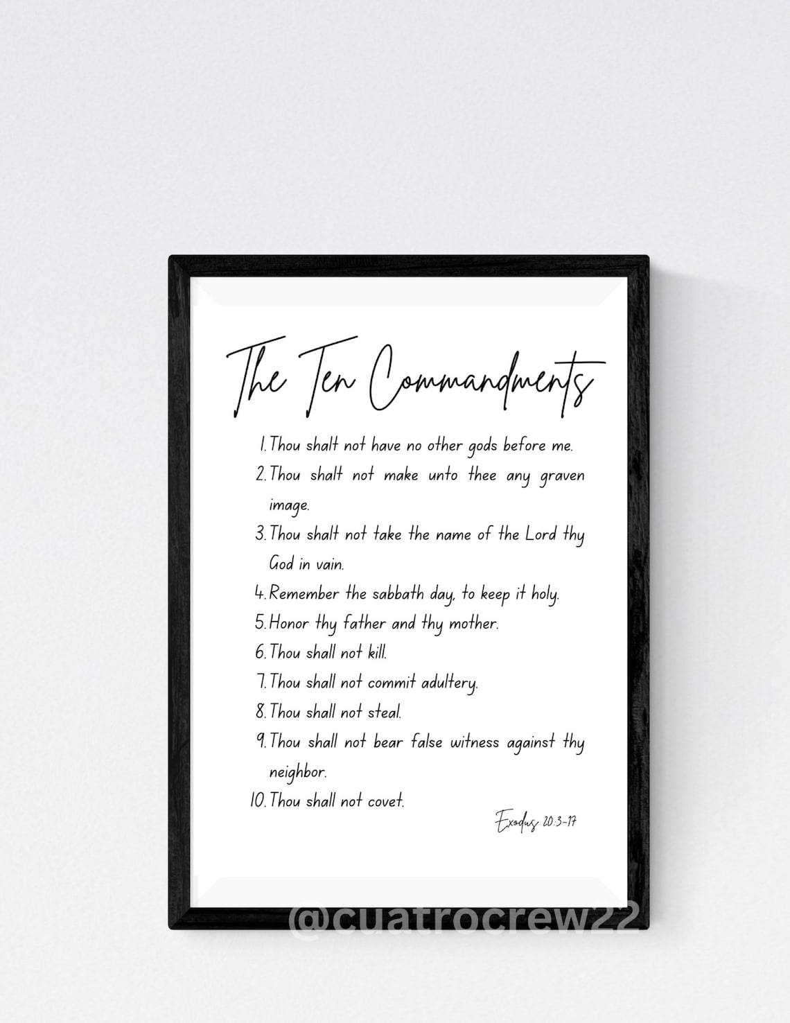 The 10 Commandments Wall Art, Exodus 20, Christian Bible Verse ...