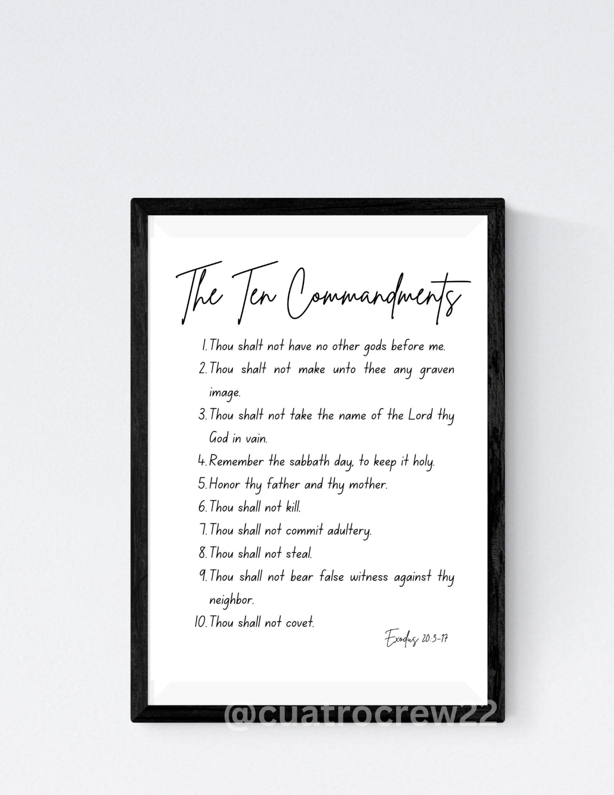 The 10 Commandments Wall Art, Exodus 20, Christian Bible Verse ...