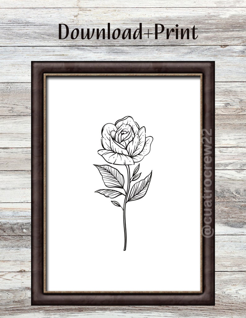 Rose Line Drawing Printable Minimalist Art Wall Decor - Etsy
