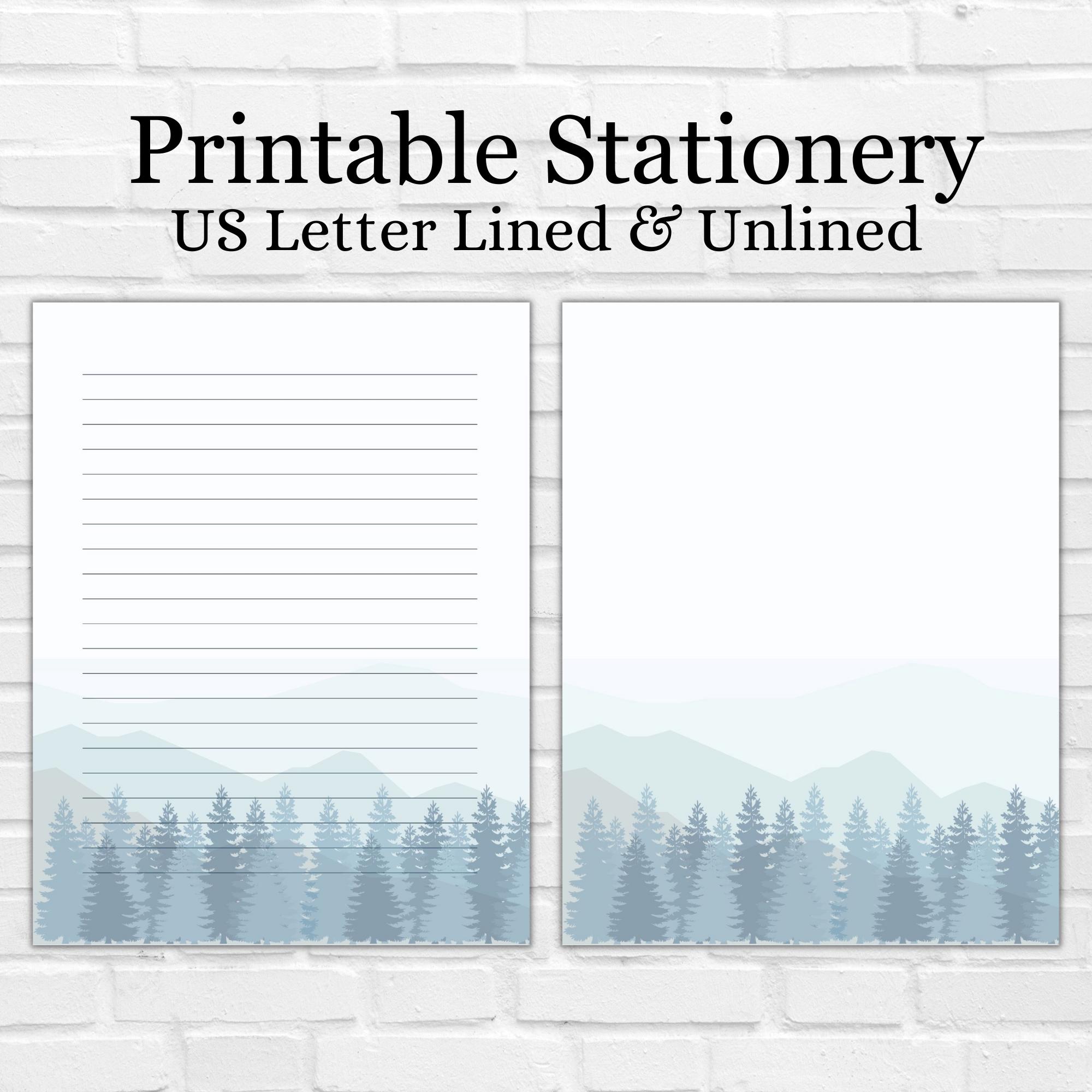 Mountain Printable Stationery, Mountain Digital Paper, Forest Scenery ...