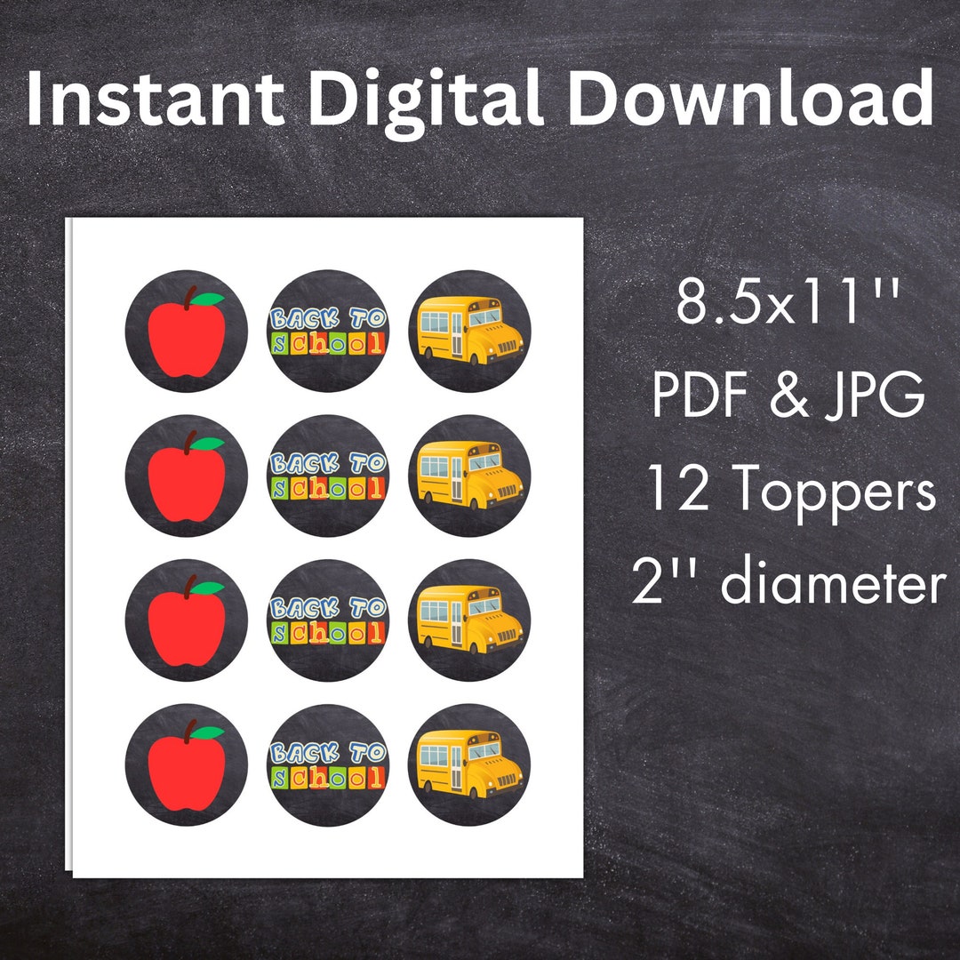 Back to School Printable Cupcake Toppers School Party - Etsy Australia