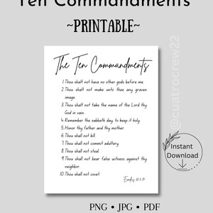 The 10 Commandments Wall Art, Exodus 20, Christian Bible Verse ...