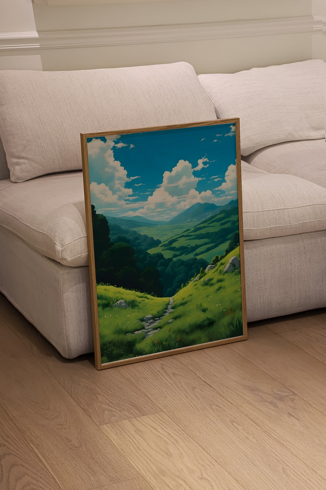 Vintage Hills Studio Ghibli Inspired Art Print, Retro Landscape ...