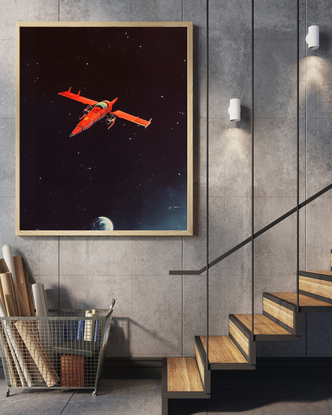 Retro Sci Fi Art Print Space Ship Poster Vintage Science - Etsy