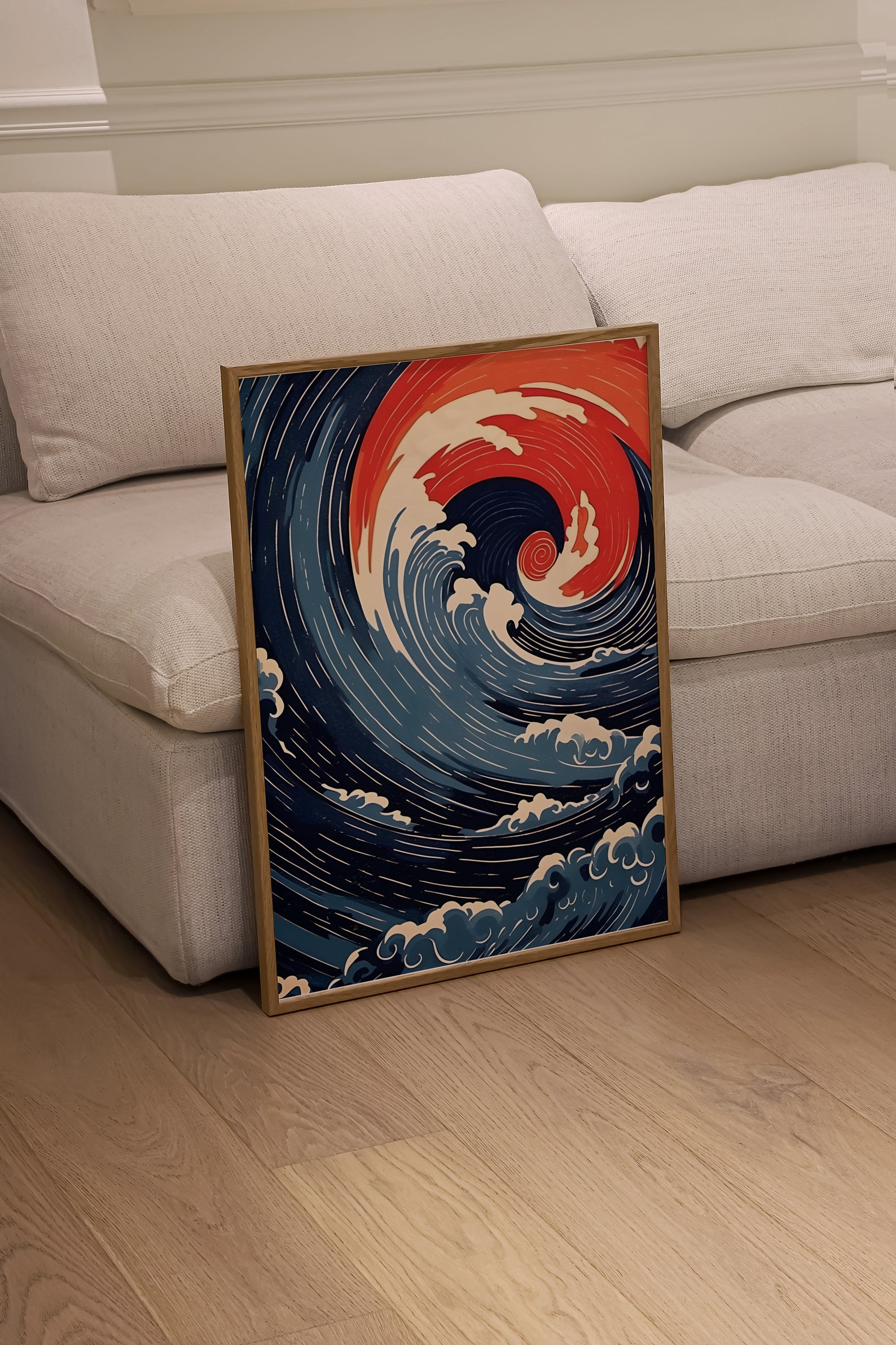 Sunset Riptide, Hokusai Inspired Woodblock Art Print, Japanese Vintage Poster Print for Home ...