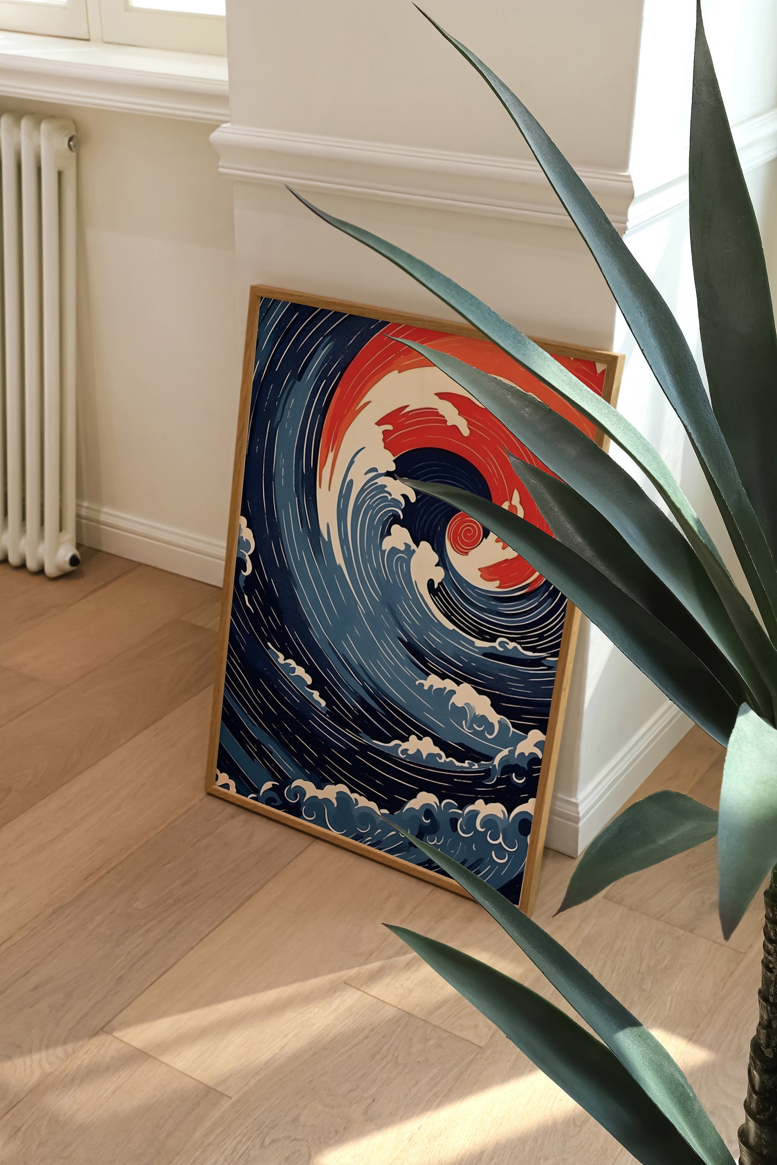 Sunset Riptide, Hokusai Inspired Woodblock Art Print, Japanese Vintage Poster Print for Home ...