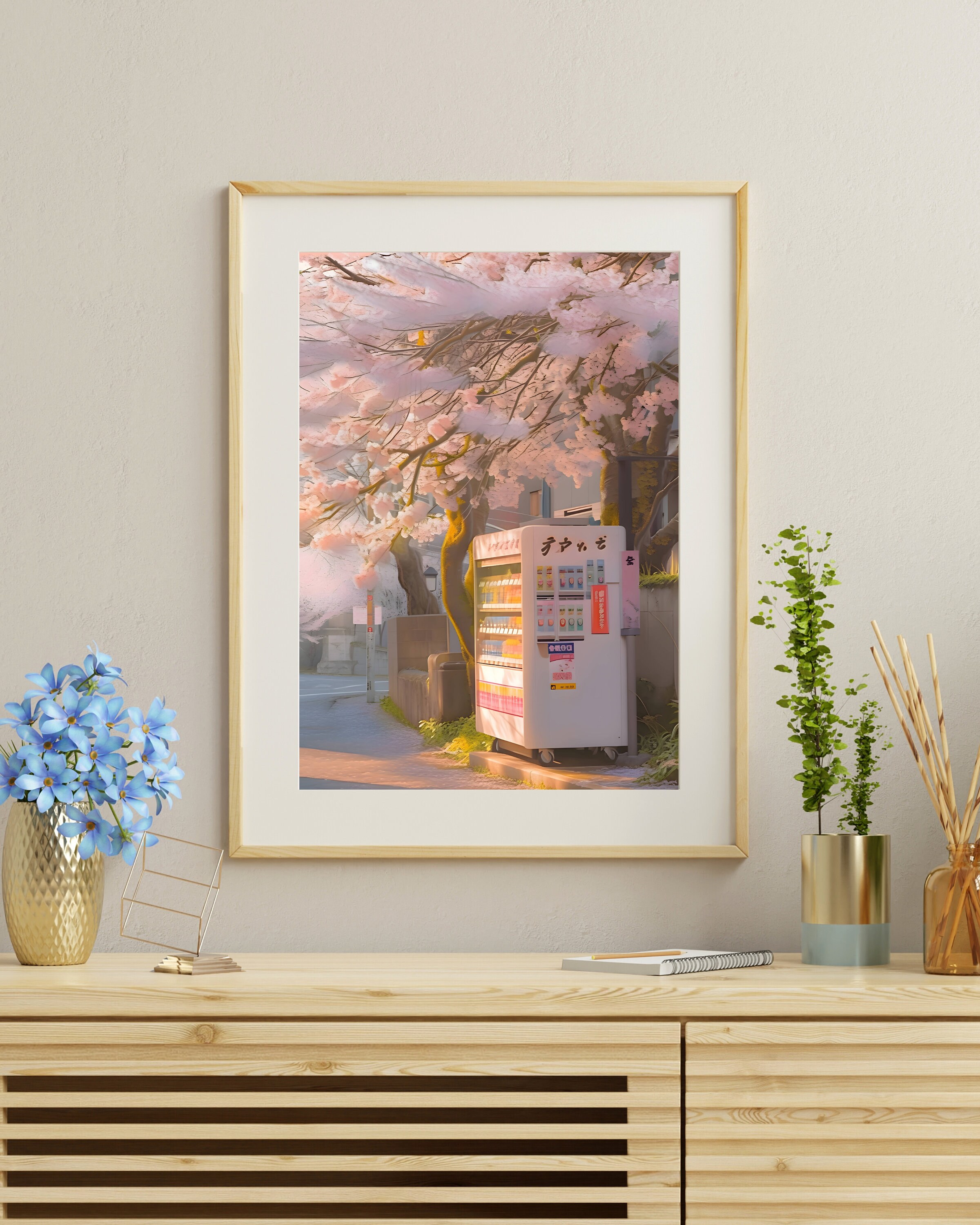 Cherry Blossom Vending Machine Anime Inspired Art Print - Etsy