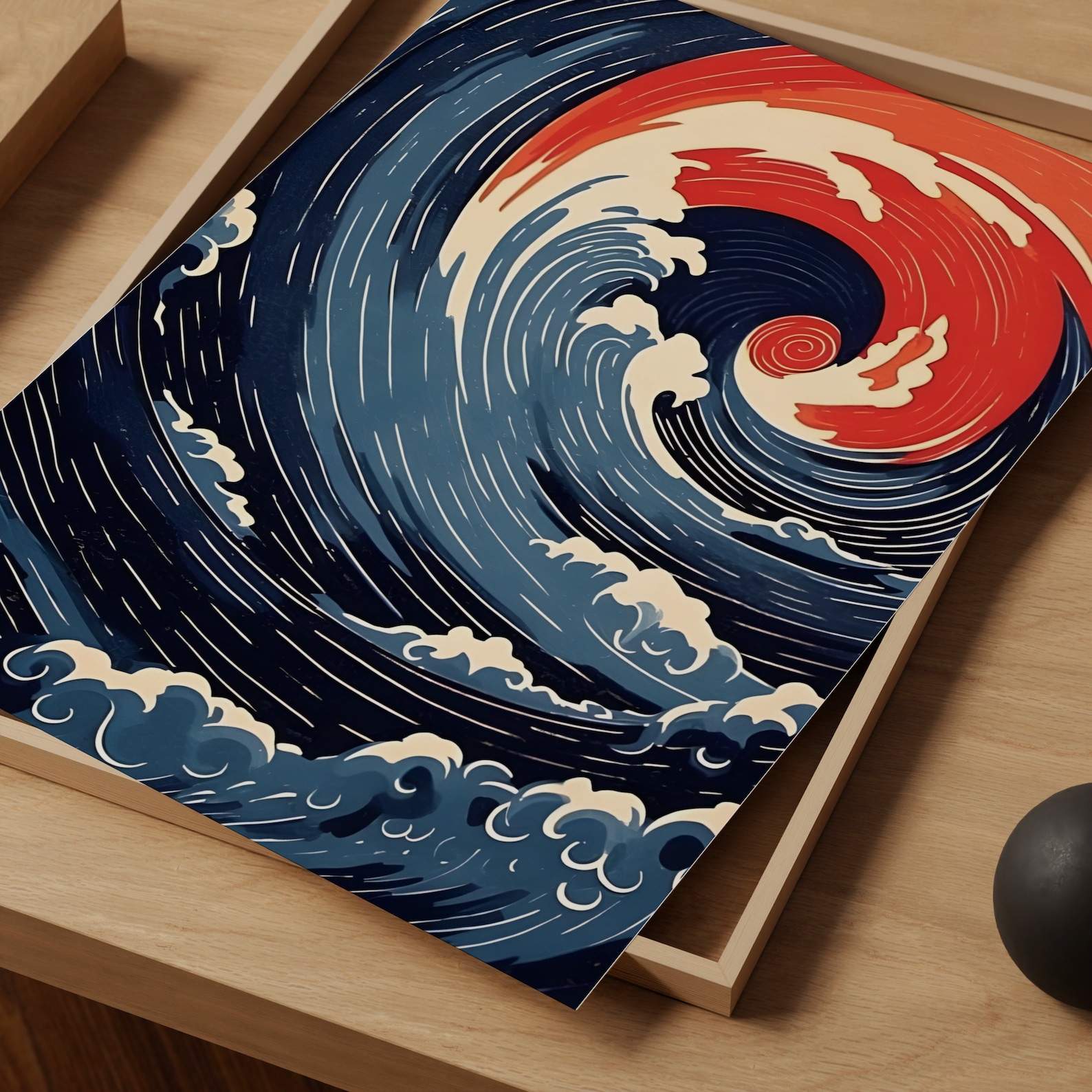 Sunset Riptide, Hokusai Inspired Woodblock Art Print, Japanese Vintage Poster Print for Home ...