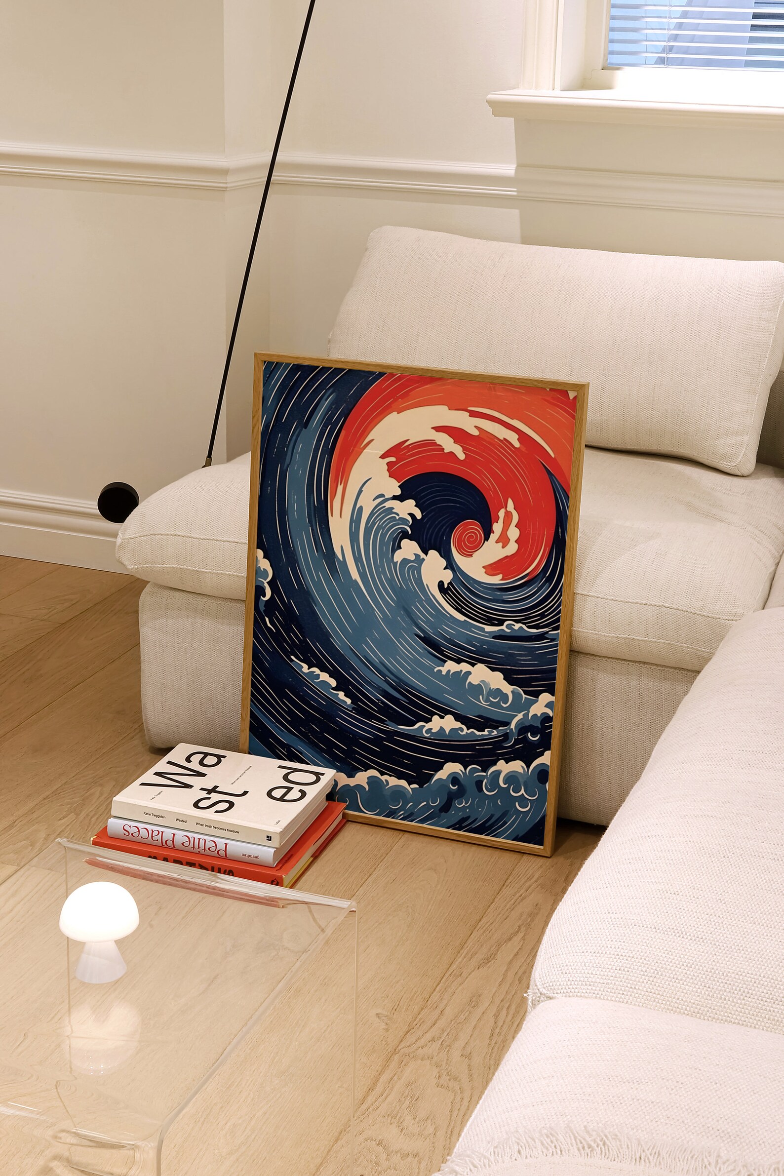 Sunset Riptide, Hokusai Inspired Woodblock Art Print, Japanese Vintage Poster Print for Home ...