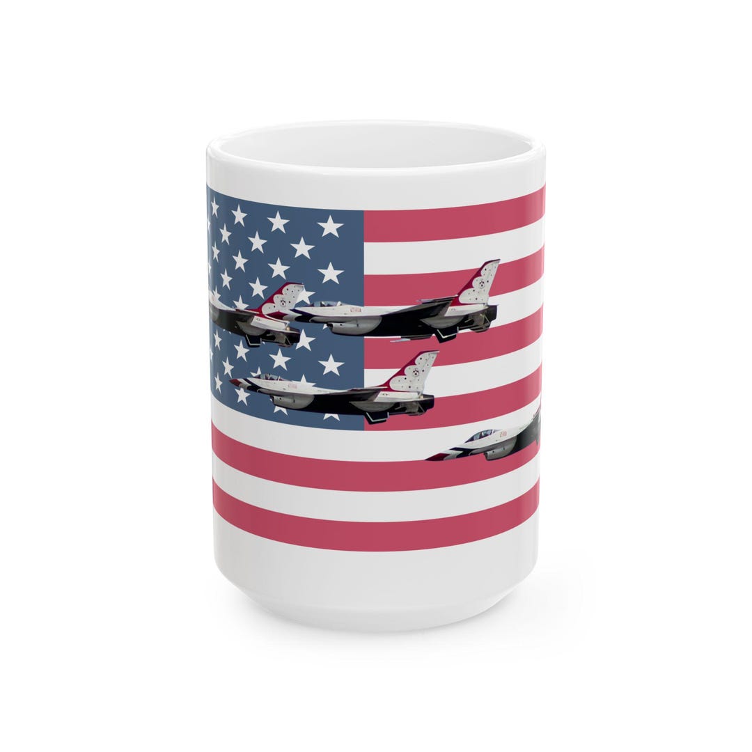 Patriotic Fighter Jet Mug, USA Flag Coffee Cup, Gifts for Veterans ...