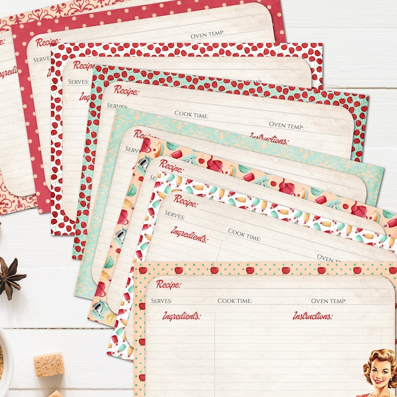 Retro Recipe Cards - Etsy
