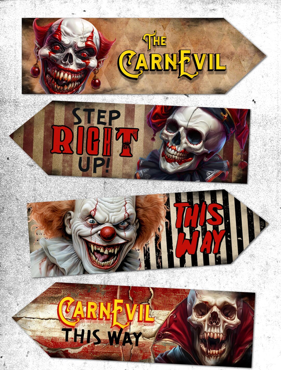 4 Step Right up Halloween 'carnevil' of Horrors Party Decoration Arrow ...