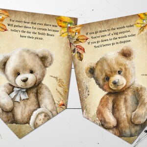 Vintage Style Woodland Teddy Bears Picnic Teddy Bear Bunting/banner ...