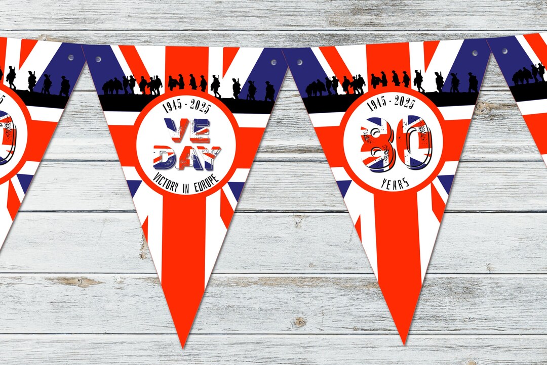 VE Day 80 Years Union Jack Celebration 'victory in Europe' Bunting ...