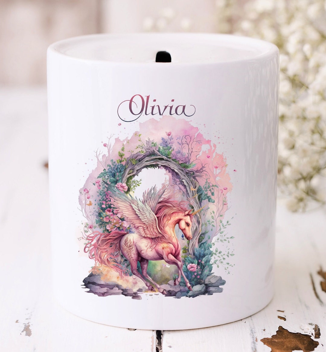 Personalised Ceramic Mystical Creatures Girl's Money Box Savings Pot ...