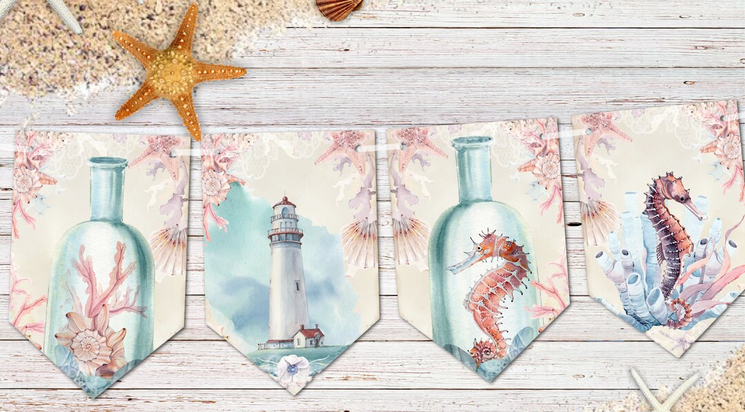 Nautical Beach Lighthouse Under the Sea Bunting/banner & Ribbon - 3m - Etsy