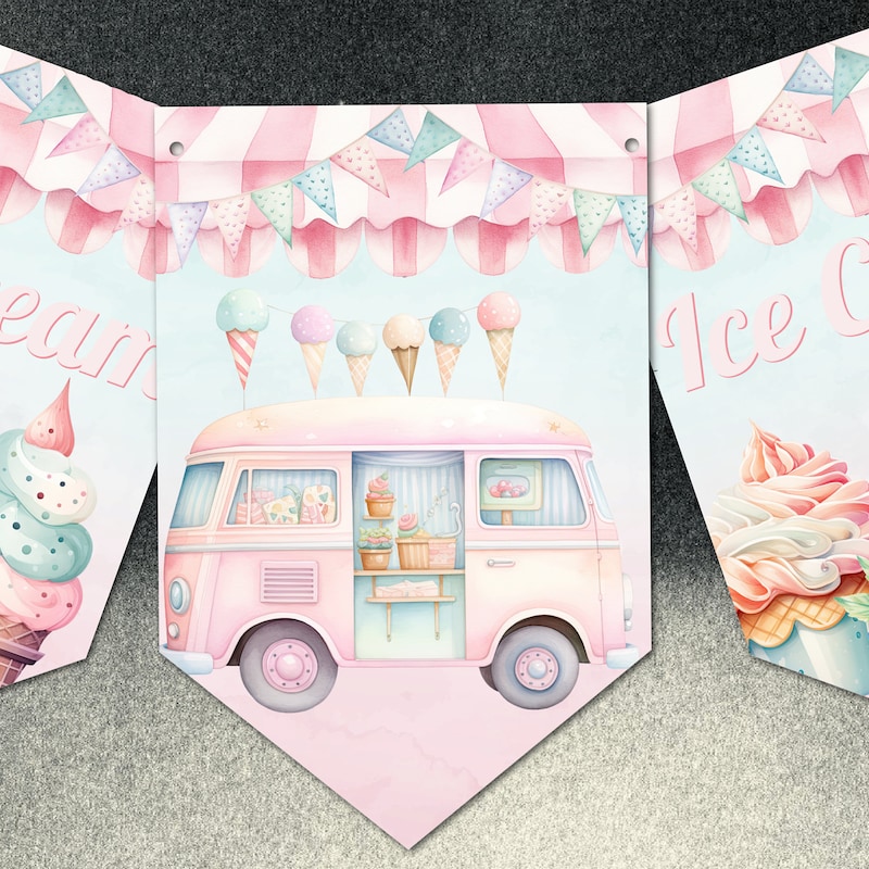 Ice Cream Party Banner - Etsy