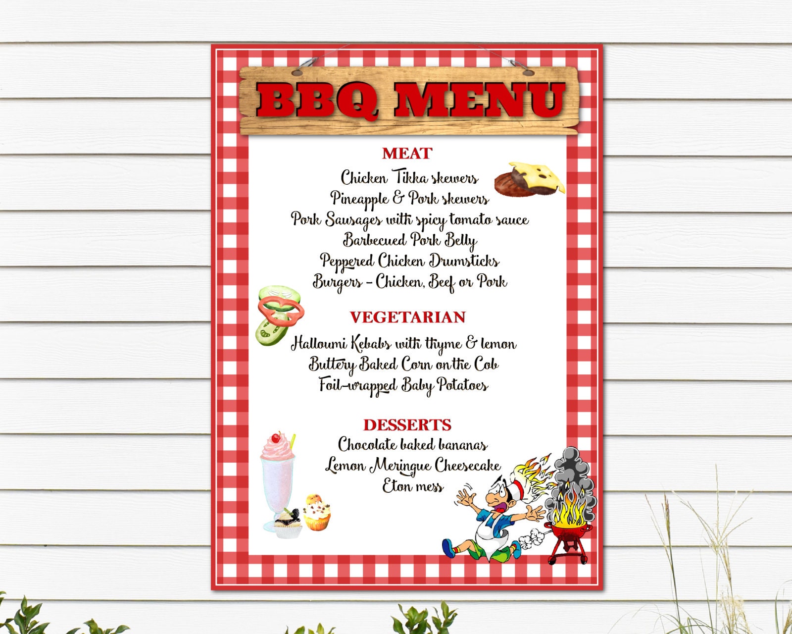 Personalised BBQ Food Menu Garden Party Print Sign - Etsy