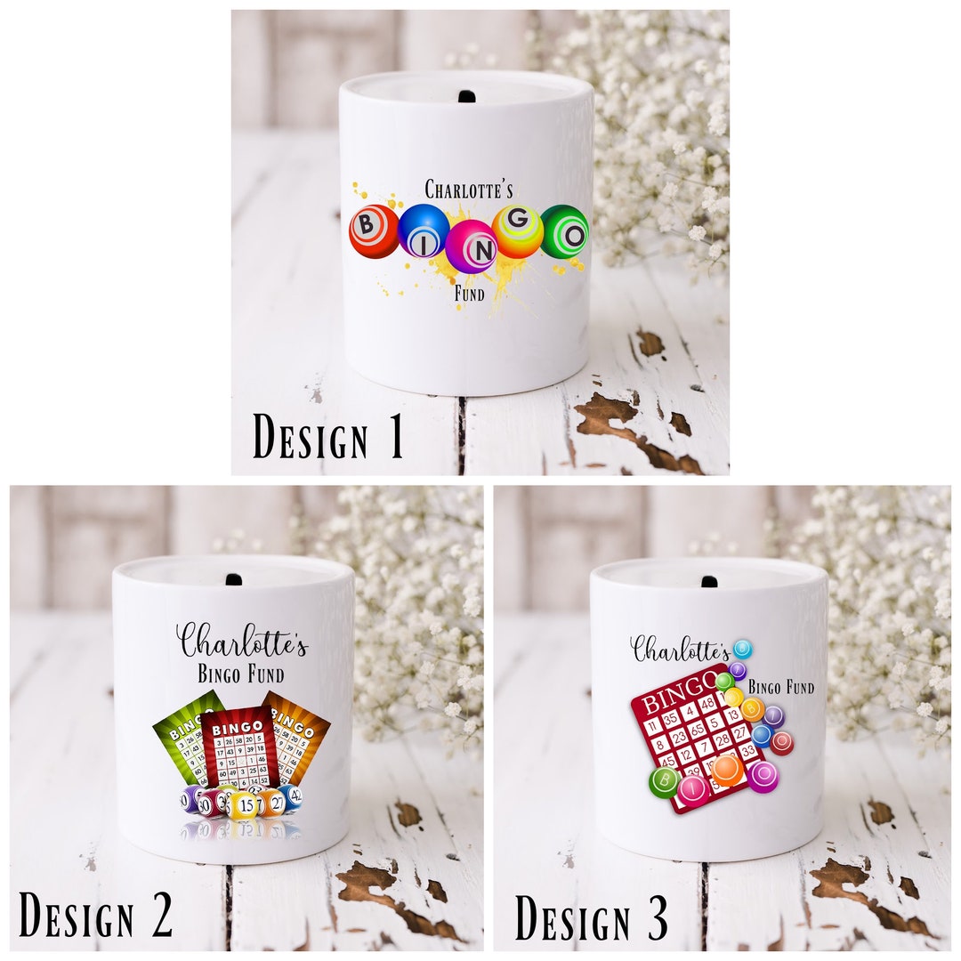 Personalised Bingo Fund Money Box Ceramic Savings Pot Gift Idea ...