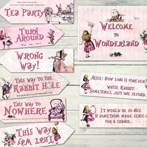 Alice in Wonderland Pink Arrows & Signs Tea Party Decorations - Etsy