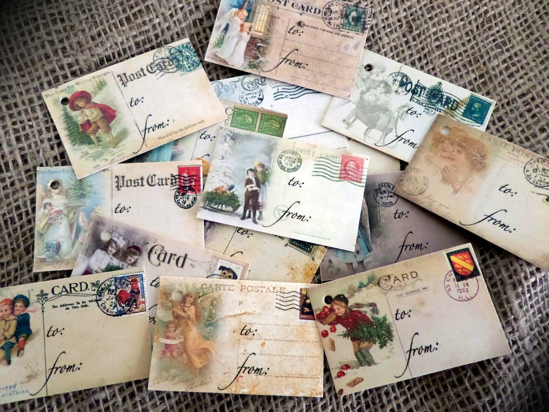 Set of 15 Vintage Style Christmas Mini Gift Tags - Etsy UK