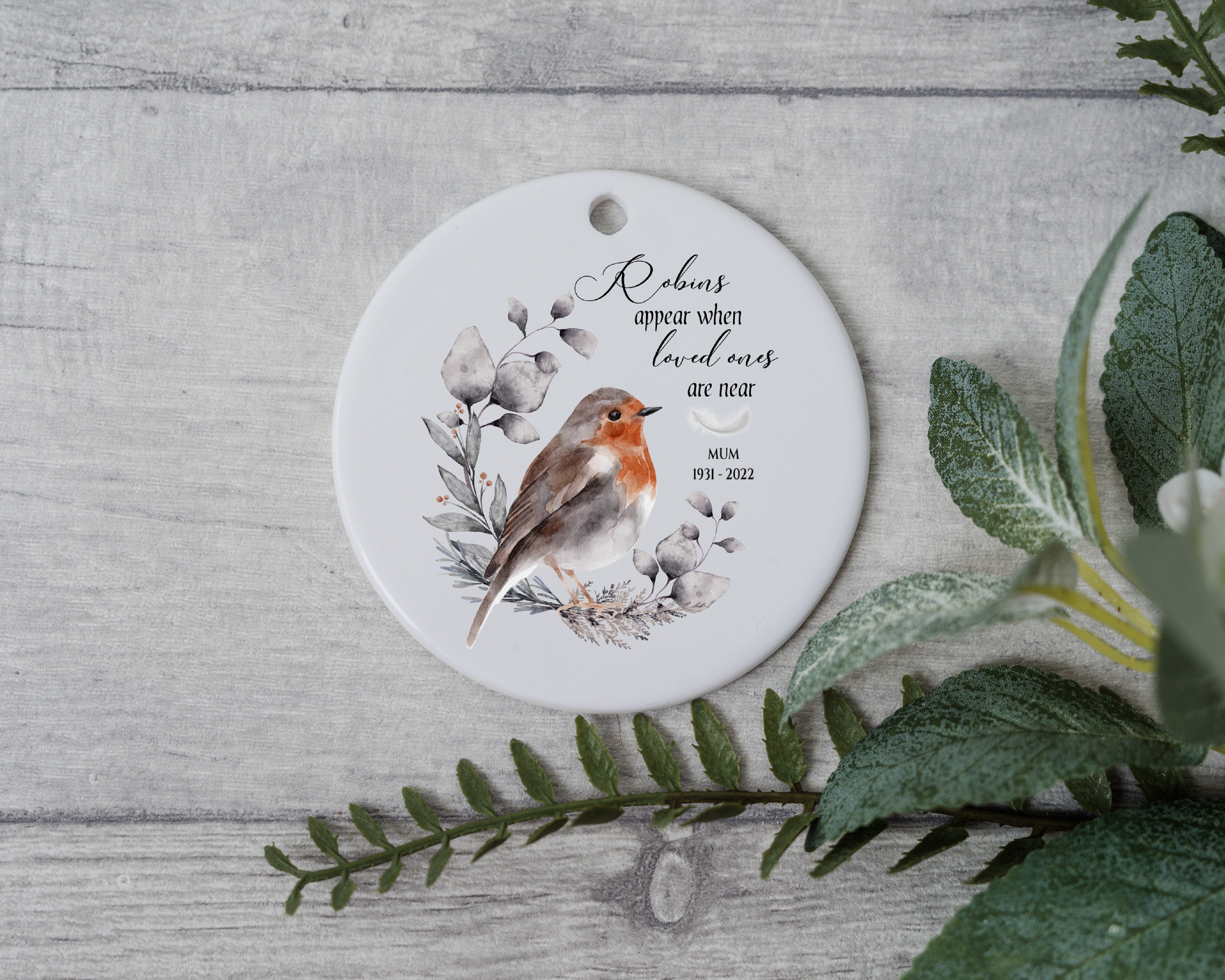 Personalised 'robins Appear...' Ceramic Keepsake Loved Ones Memory Gift ...