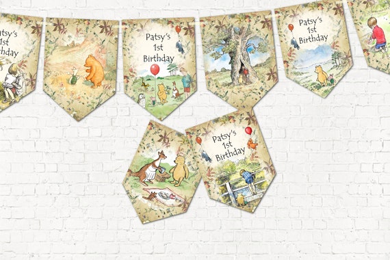 Personalised Winnie the Pooh Vintage Floral Style Bunting & - Etsy