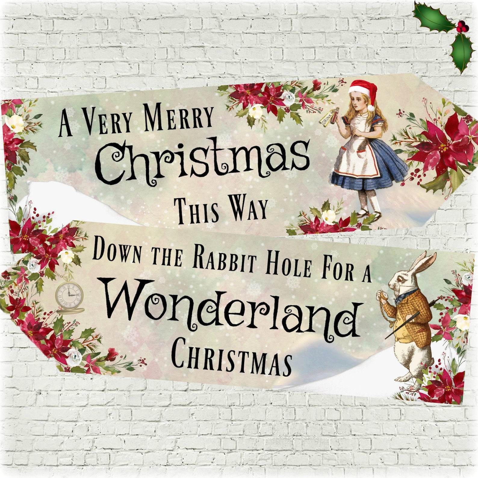 Set of 4 Alice in Wonderland Christmas Decoration Arrows - Etsy