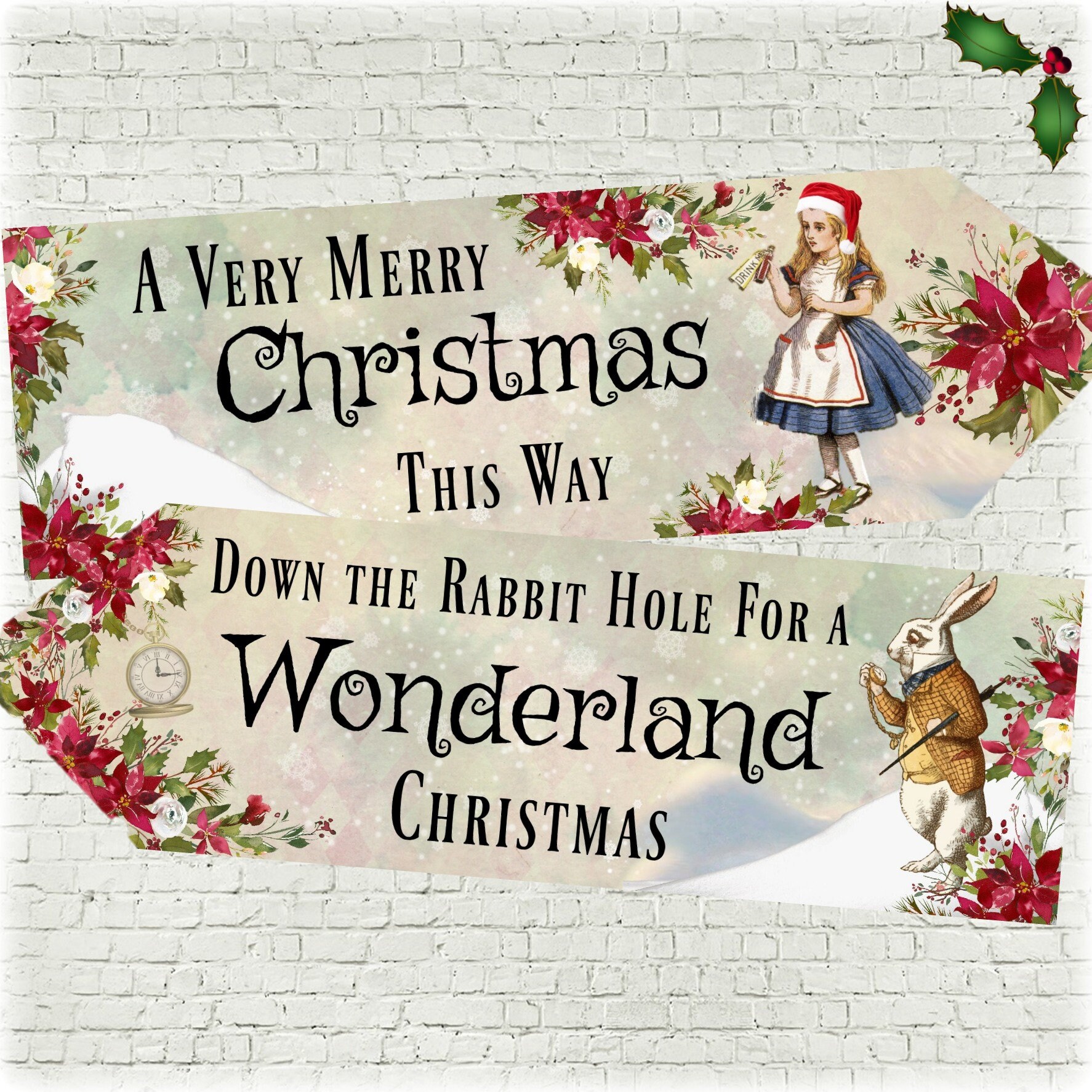 Set of 4 Alice in Wonderland Christmas Decoration Arrows - Etsy