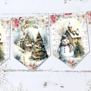 Christmas Bunting Holidays Vintage Style Snowman Winter Scene Bunting ...