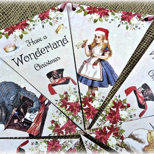 Alice in Wonderland 'have a Wonderland Christmas' Bunting/banner ...