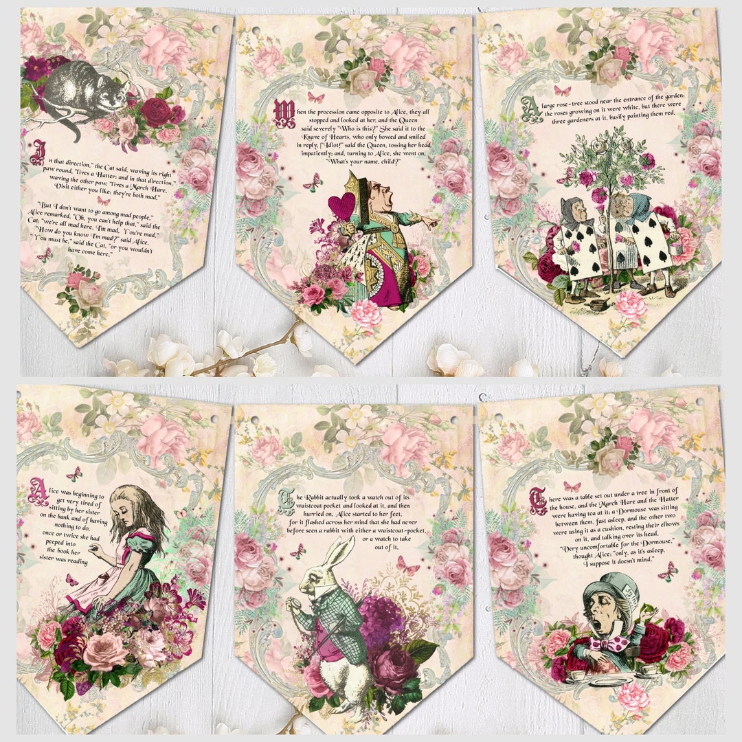 Alice in Wonderland Story Book Party Bunting/banner & Ribbon - Etsy