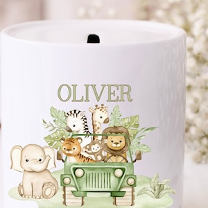 Personalised Ceramic Jungle Safari Money Box Savings Jar - Etsy