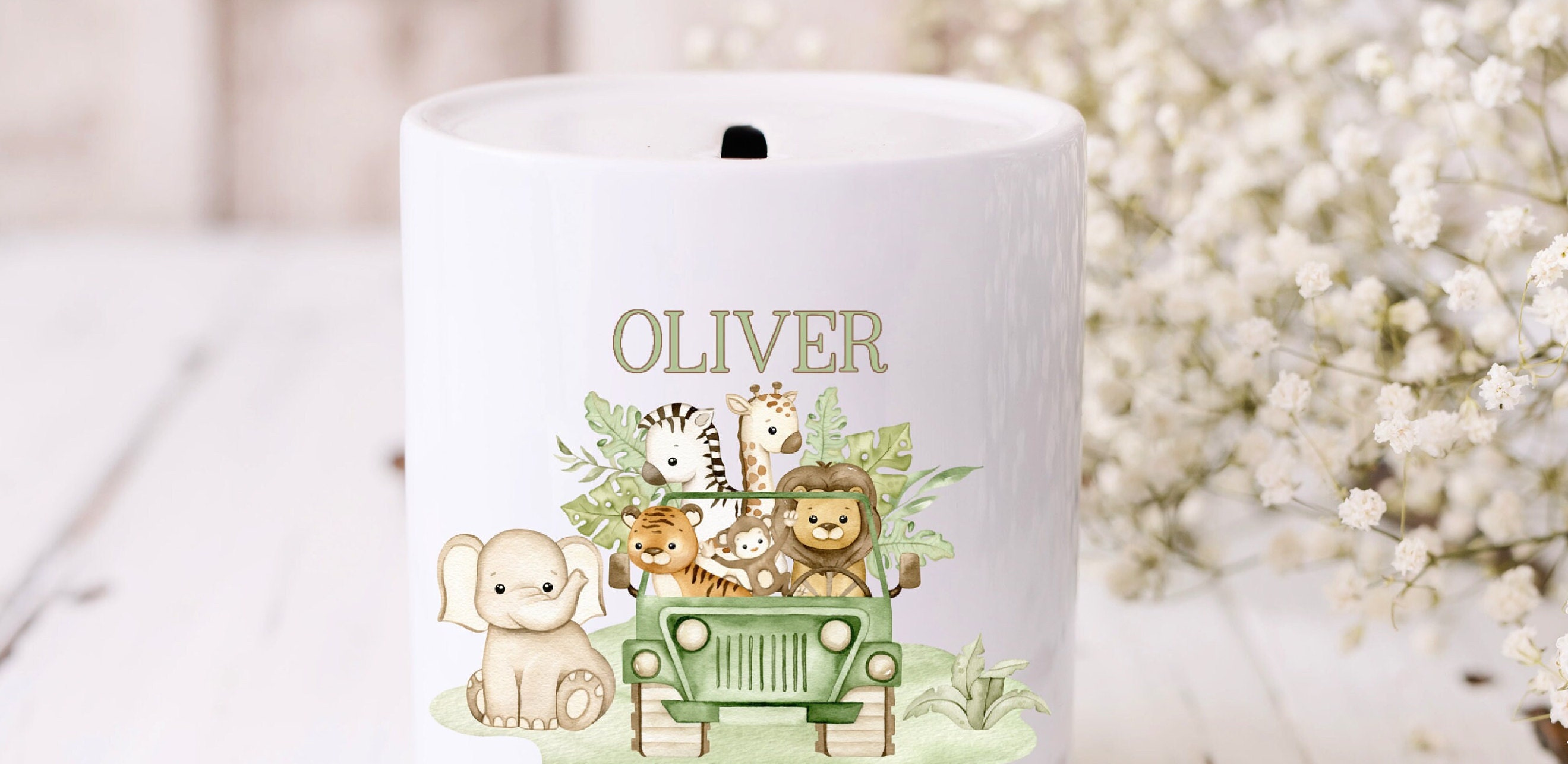 Personalised Ceramic Jungle Safari Money Box Savings Jar - Etsy