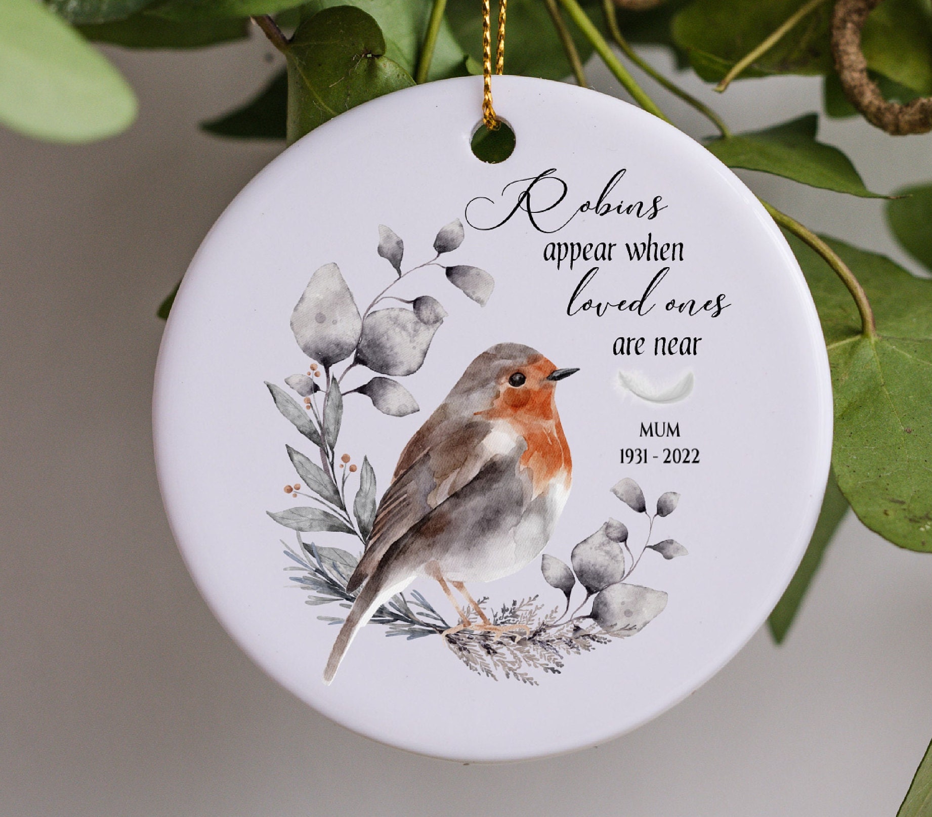 Personalised 'robins Appear...' Ceramic Keepsake Loved Ones Memory Gift ...