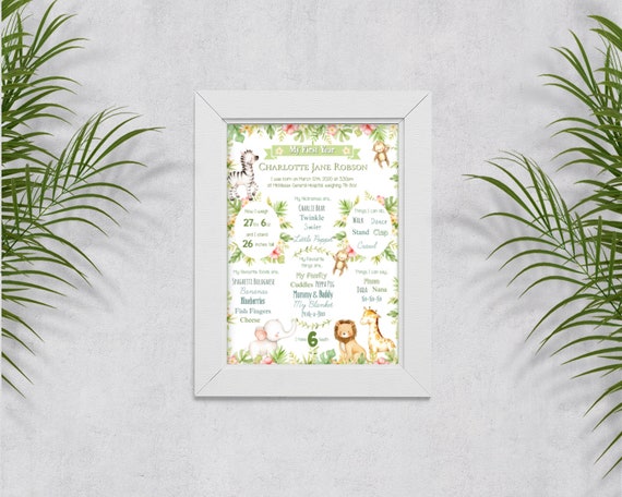 Jungle Safari Milestone First Year Print Sign Birthday - Etsy