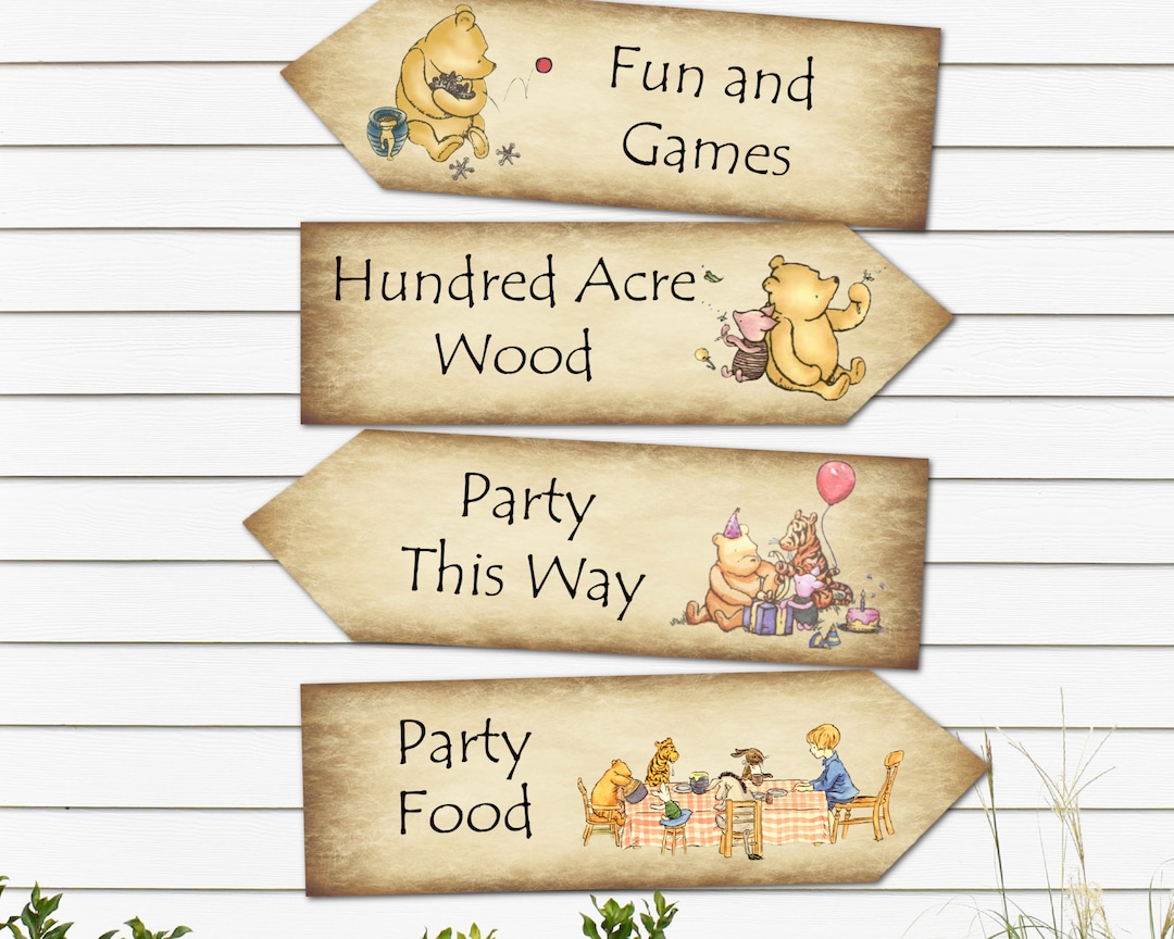 Set of 4 Winnie the Pooh Party Decoration Arrow Signs - Etsy