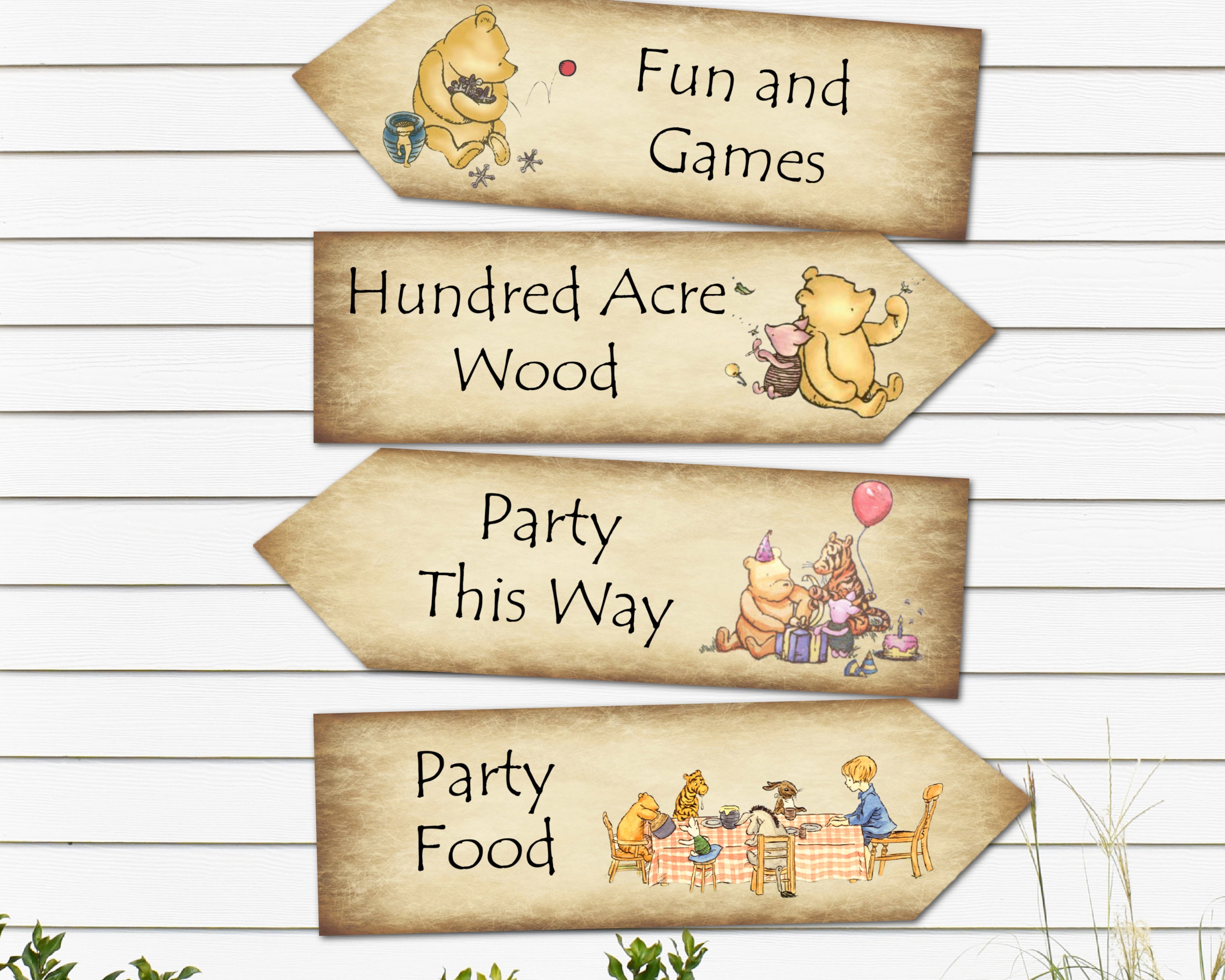 Set of 4 Winnie the Pooh Party Decoration Arrow Signs - Etsy
