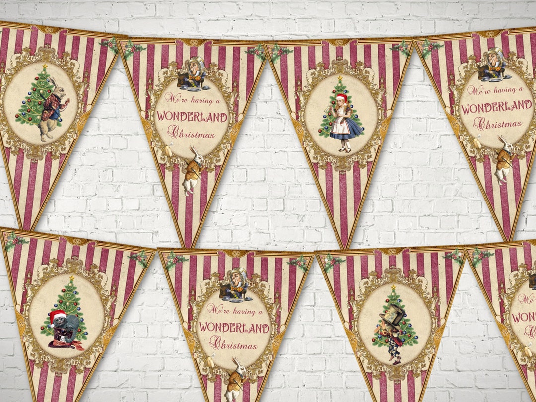 Alice in Wonderland 'having a Wonderland Christmas' Bunting/banner ...
