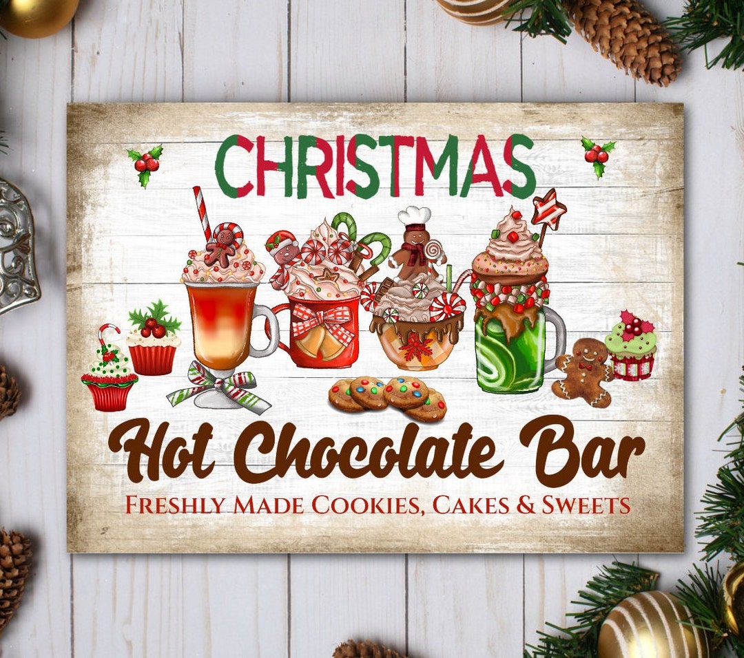 Christmas Hot Chocolate Bar Wall Art Print Sign - Card or Aluminium - Etsy