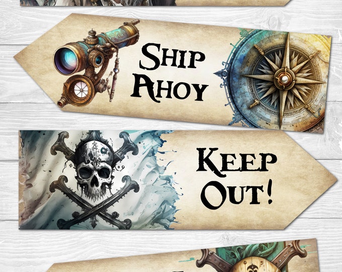 4 Pirate Party Arrows Skull & Crossbones Decoration Signs - Etsy