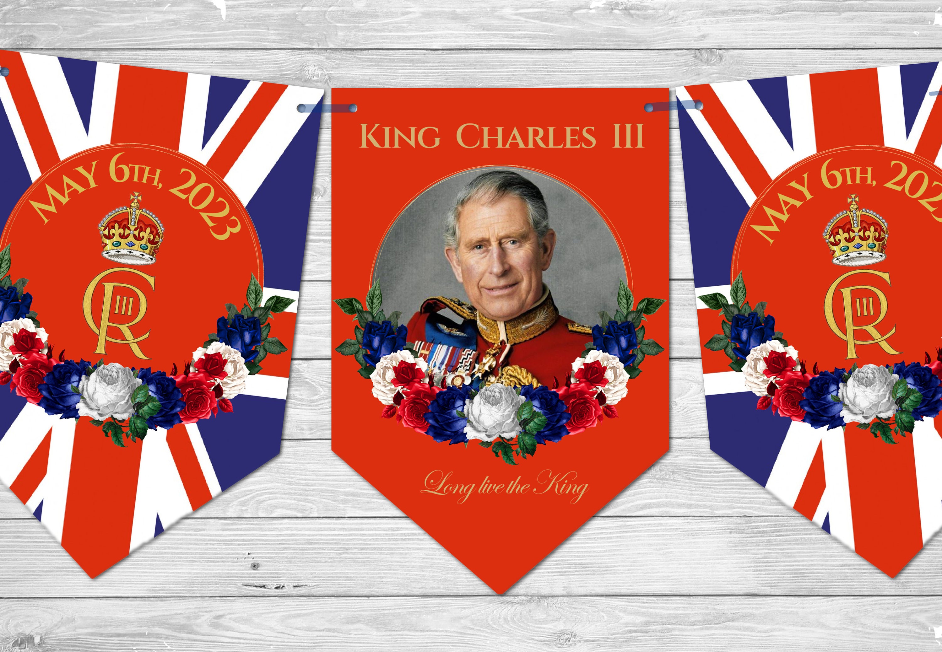 King Charles III Coronation Bunting Street Garden Party - Etsy UK