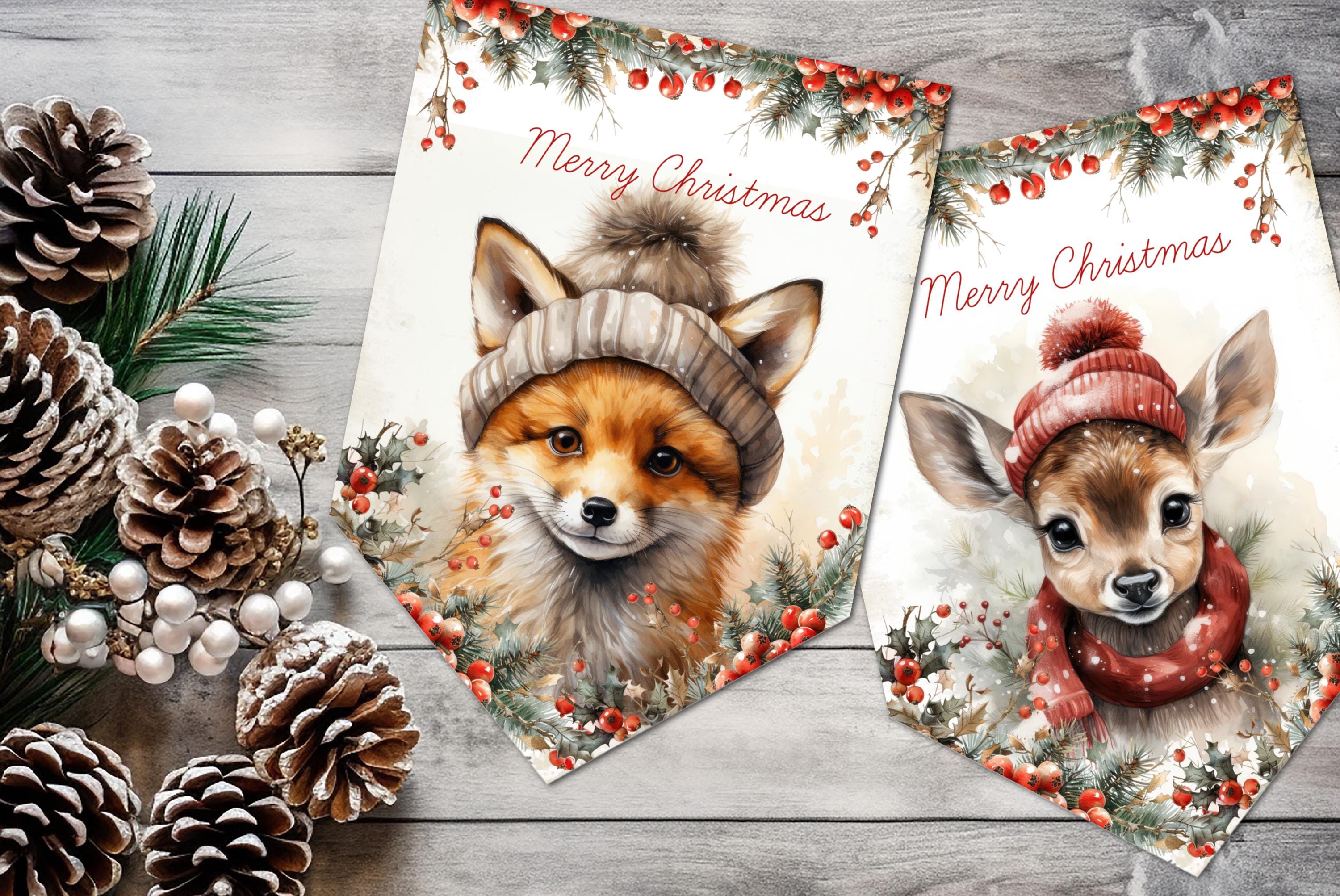 Woodland Animals Rustic Christmas Bunting/banner & Ribbon - Etsy