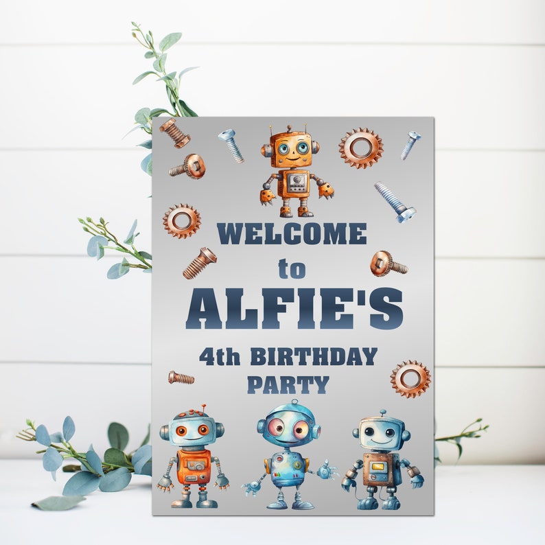 Personalised Robot Party Welcome Sign Party Decor - Choose Size - Etsy