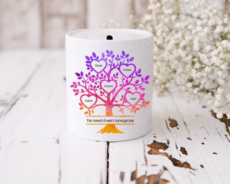 Personalised Family Tree Sadaqah Savings Jar Ceramic Money Box - Etsy