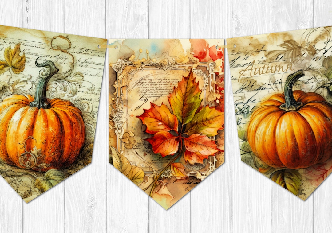 Pumpkin Autumn Harvest Bunting Halloween Thanksgiving Decoration - Etsy